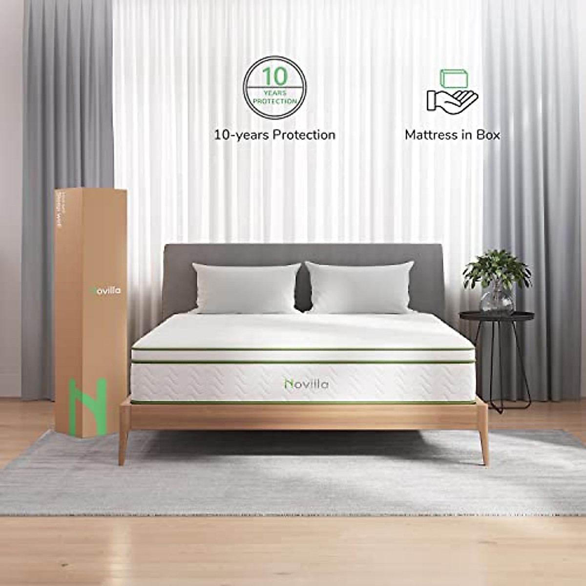 Novilla Full Mattress, 12 Inch Gel Memory Foam Hybrid Mattress with Pocketed Coil for Pressure Relief & Motion Isolation, Medium Firm Full Bed Mattress in a Box, Amenity
