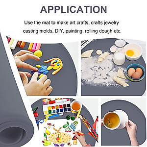 Large Toddler Placemat Round, Silicone Placemats for Kids Baby Toddlers Dining Table Mats, Reusable Babies Food Mat for Baby Eating, 2Pack, Oxford-Blue