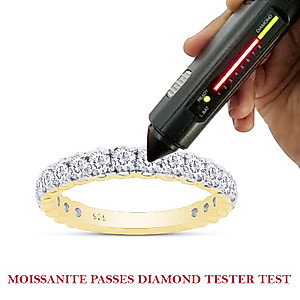 SAVEARTH DIAMONDS Round Cut Lab Created Moissanite Diamond Eternity Stackable Engagement Ring In 14K Yellow Gold Over Sterling Silver Jewelry For Women (VVS1 Clarity, 1.00 Cttw) Size-6