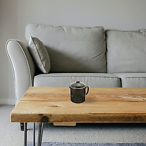 Garneck Enamelware Coffee Mug Enamel Camping Mug Vintage Iron Metal Water Cup with Lid Retro Wine Cup Drinking Tumbler for Tea Milk Juice Beverage Whiskey Green 12cm