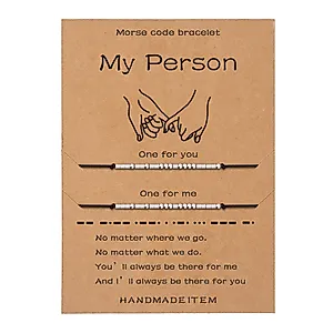 SANNYRA My Person Morse Code Bracelet for Women - Matching Bracelets for 2 Couples - Secret Message Friendship Handmade Adjustable Bracelet Jewelry