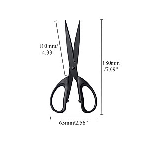 Black Office Scissors 7 Inch All Purpose Sharp Scissor Stainless Steel Blade Shears Straight ABS Handle Shear for Paper, DIY Craft, Office, School, Home