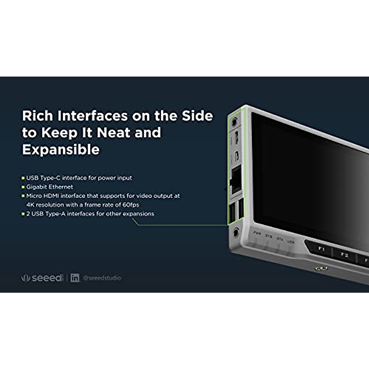 Seeed Studio reTerminal - Embedded Linux with Raspberry Pi CM4 and 5-Inch Multi-Touch Screen, Wireless Connectivity Linux Terminal Device for Home Assistant, Machine Learning and Edge AI.