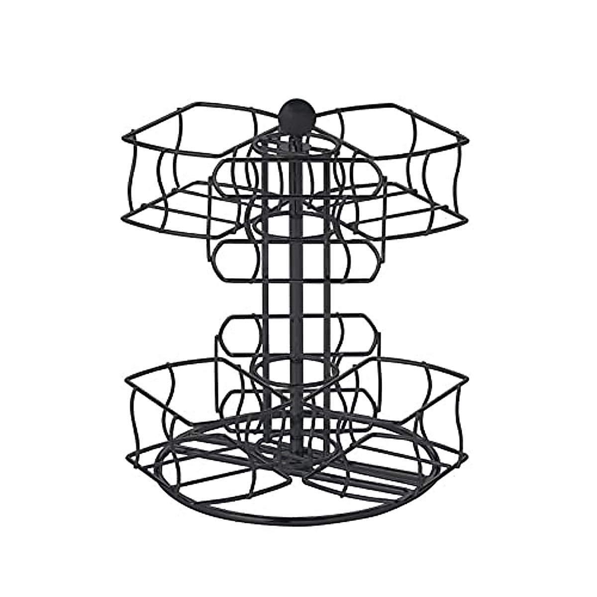 Nifty Tea Bag Spinning Carousel – 6 Compartments, Up to 60 Tea Bags Storage, Spins 360-Degrees, Lazy Susan Platform, Modern Black Design, Home or Office Kitchen Counter Organizer