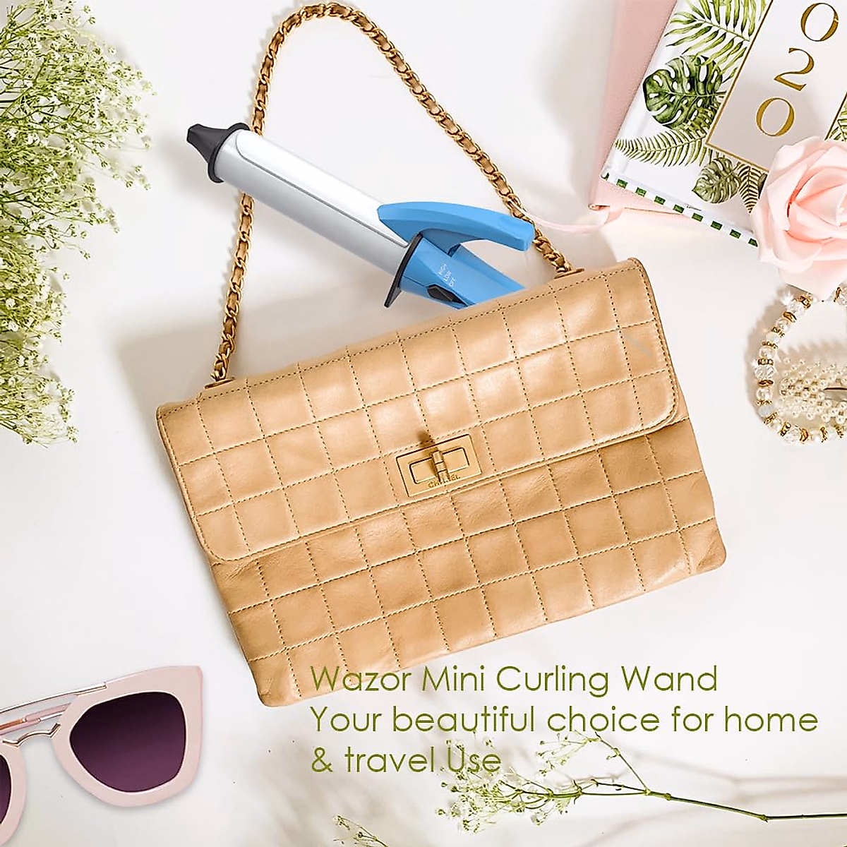 Ceramic Mini Curling Iron for Short Hair, Compact Lightweight Hair Curler for Travel, 1 Inch Heat-Up Fast Curling Wand for Touch Ups, Auto Shut Off, Beautiful Gift Box