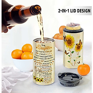 Daughter Can Cooler - Sunflower To My Daughter Can Cooler From Mom - Birthday Gifts For Daughter From Mom - Gift for Daughter on Mother's Day, Christmas, Birthday