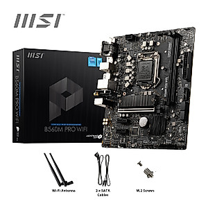 MSI B560M PRO WiFi ProSeries Motherboard (Micro-ATX, 11th/10th Gen Intel Core, LGA 1200 Socket, DDR4, PCIe 4, CFX, M.2 Slot, USB 3.2, 2.5G LAN, DP/HDMI)