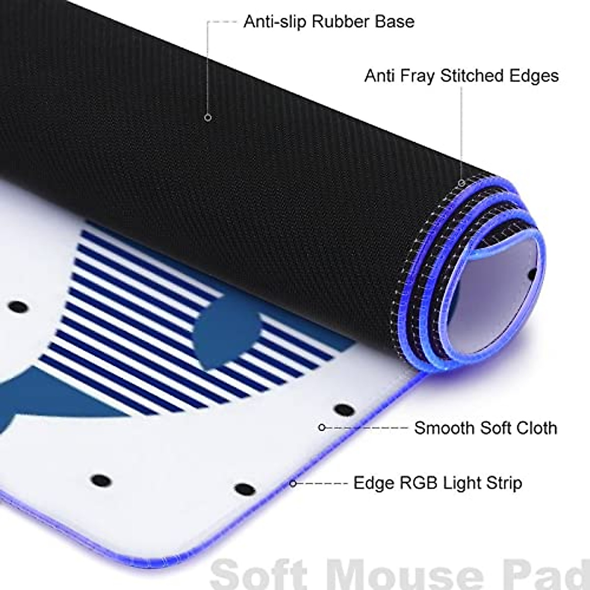 Cute Funny Animal Cartoon Polka Dot Art Large Mouse Pad Gaming Mouse Pad RGB Laptop USB Illuminated LED Home Office Accessories Desk Pad