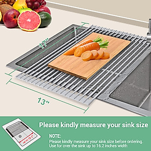 Ohuhu Over Sink Dish Drying Rack, 2 Pack Roll Up Drying Rack 17" L x 13" W Heat-Resistant Anti-Slip Silicone Coated Sink Drying Racks Mat for Kitchen Counter Organizer