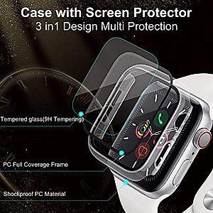 ZEBRE 4-Pack Compatible with Apple Watch 44mm Case, with Built-in HD Clear Ultra-Thin Hard PC Screen Protector Cover Compatible with Apple Watch Series 4/5/ 6/SE