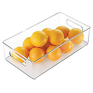 iDesign Plastic Portable Deep Storage Bin with Handles for Organizing Refrigerator, Freezer, Pantry, BPA-Free,8" x 4" x 14.5", Clear