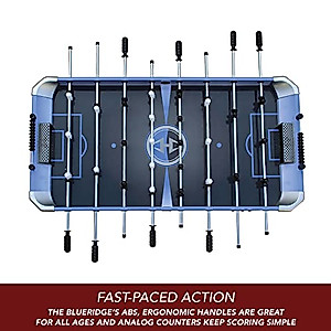 Hathaway Blueridge 48-in Competition Foosball Table, Arcade Table Soccer for Game Rooms, Includes (2) 31-mm Foosballs,Blue/Silver/Black