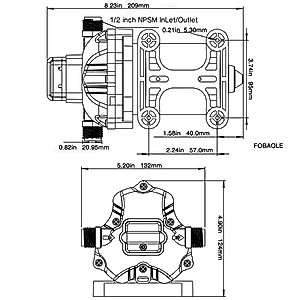 12V Diaphragm Water Pump with Pressure Switch, 3.5 Gpm 45 Psi 12 Volt Pump Self Priming with 50 Mesh Strainer Filter And 2 Hose Clamps, Automatic Water Pump for RV, Garden Hose Booster, Sprayer