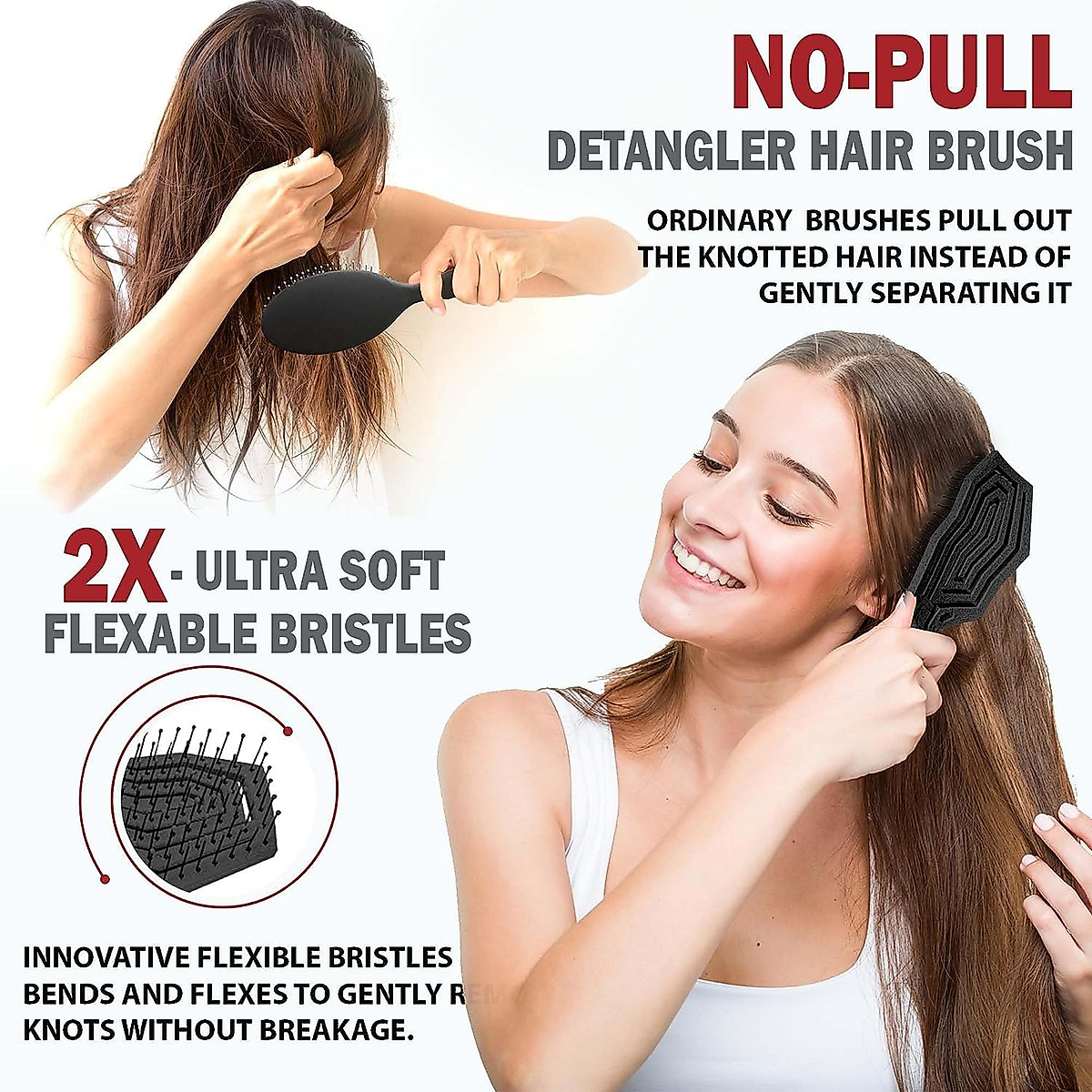 Fiora Naturals Hair Detangling Brush -100% Bio-Friendly Detangler hair brush w/Ultra-soft Bristles- Glide Through Tangles with Ease - For Curly, Fine, Women, Men, Kids, Toddlers, Wet and Dry Hair