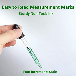 Pack of 4 Graduated 1ml, Glass Dropper with Black Suction Bulb, Medicine Eye Droppers 3" Straight Tip Calibrated for Essential Oils, Science Laboratory Medicine Art Liquid Plant Nutrients