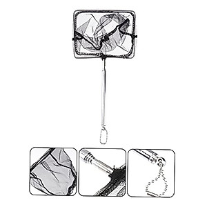 Asakkura 2 pcs Small Outdoor Landing for Retractable Freshwater Steel Portable Frame Tackle Extendable Leaf Pool Net Professional Tool Cm Tanks Shrimp Silver Dip Fishing Accessory