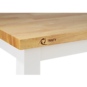 TRINITY 30-Inch Wood Kitchen Coffee Cart with Wheels, Two Shelves, and Rubberwood Work Surface for Kitchen Storage and Food Preparation, 30” W x 18” D x 35” H