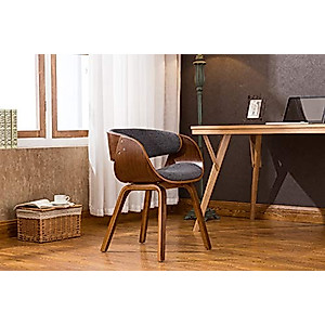 Porthos Home Charleston Side Chair with Solid Wood Construction, upholstered Linen-Like Fabric, Polished bentwood Frame, Grey