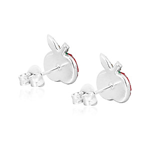 AeraVida Plump Red Apple Cubic Zirconia .925 Sterling Silver Stud Earrings | Classic Stud Earrings for Women | Fruit Earrings