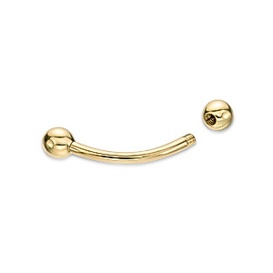 Lavari Jewelers 16 Gauge Curved Barbell Eyebrow Stud for Women - 14k Yellow Gold Stud Ring - 3/8 Inches Body Jewelry - Unisex Stud Hypoallergenic Piercing Jewelry - 16G Body Piercing for Men