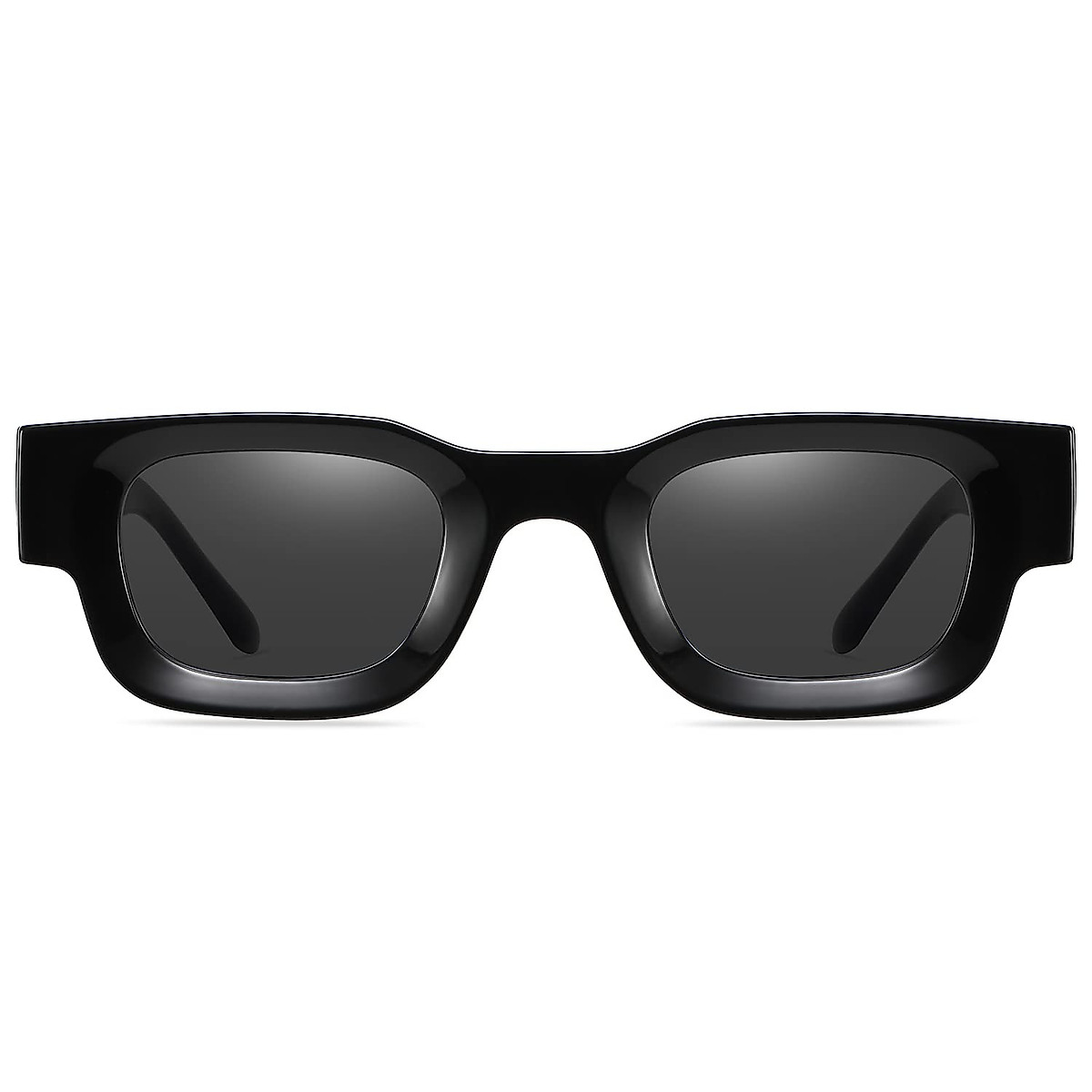 EYLRIM Thick Square Frame Sunglasses for Women Men Chunky Rectangle Polarized Sunglasses UV400 Protection(A1 Black/Grey)