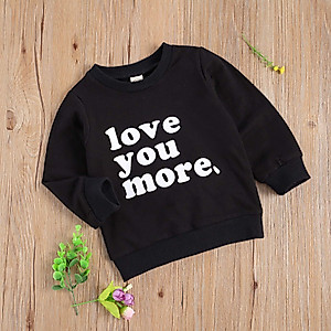 Toddler Baby Boy Girl Valentine 's Day Sweatshirt Love You More Pullover Tops Casual Unisex Baby Clothes (Black, 3-4 Years)