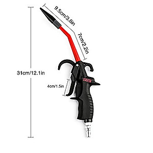 SGCB Pro Air Pressure Blow Gun, 230 Max PSI High Power Air Nozzle Blow Gun Adjustable Air Flow Trigger Angle Ben Jet Nozzle Rubber Tip 1/4" Air Inlet Adapt To Air Compressor For Car Clean Care Detail