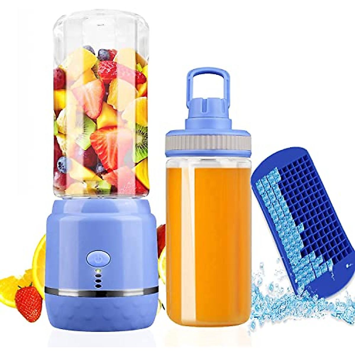 CORESLUX Portable Personal Size Blender, Smoothies and Shakes Blender Mini Shakes Juicer Cup USB Rechargeable Handheld Fruit Machine (2 juicing cups)