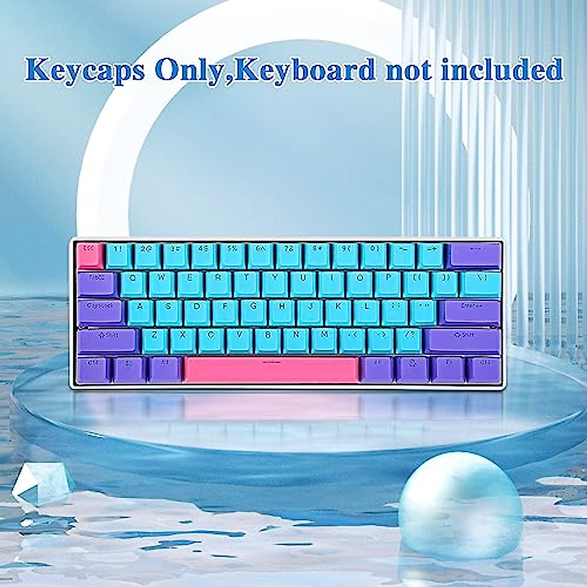 BOYI Shine-Through Keycaps, BOYI 61 Key ANSI Layout OEM Profile PBT Thick Keycaps for 61 Mechanical Keyboard Joker 61 keycaps