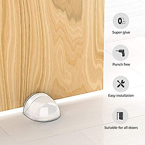 HAUSPROFI Doorstop, Self-Adhesive Door Stopper for Wall Protection Door Buffer Floor Stop for The Home and Office Wall Protector - Clear 4pcs，L:1.66,W:1.57,H:0.9(inch)
