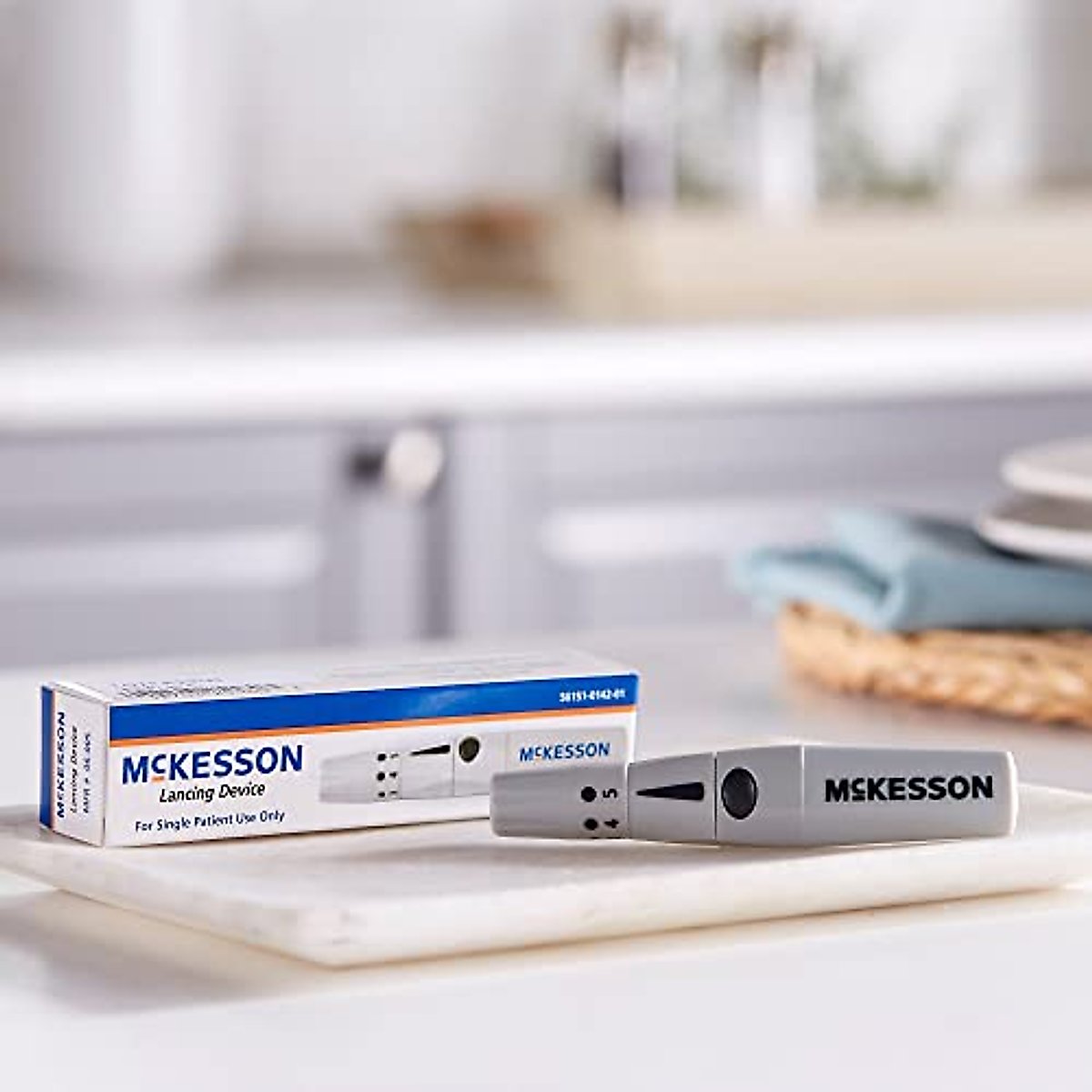 McKesson Lancing Device, Adjustable Depth Lancet, Push Button Activation, Multiple Depth Settings, 1 Count, 1 Pack
