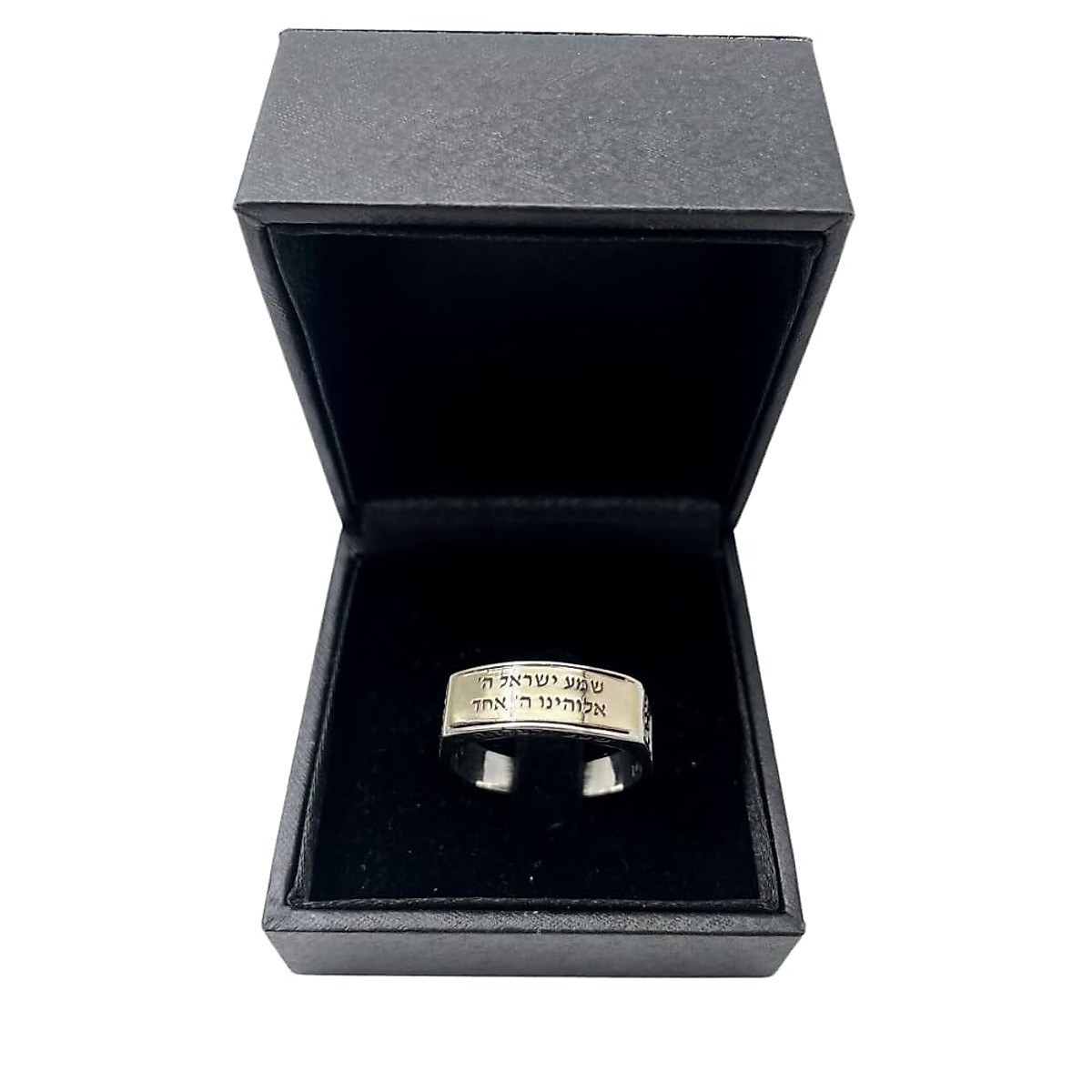 Baltinester Handmade Shema Israel Protection and Success Kabbalah Engraved Ring in Sterling Silver and 9k Yellow Gold Size 10.5 Jewelry