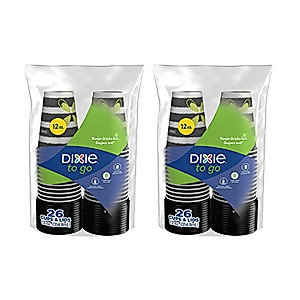 Dixie Go Perfectouch Paper Cups and Lids, Pack of 2-52 Count, 12 Ounce (2 Packs of 26