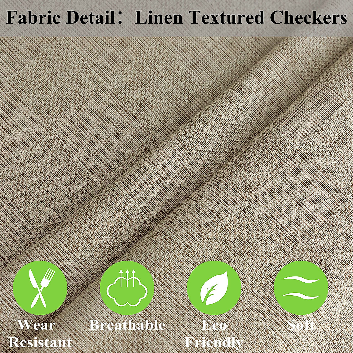 Home Brilliant Rectangle Tablecloth, Solid Checkered Table Cover for Party Kitchen, Indoor Outdoor Farmhouse Table Cloth for Dining Table, 52 x 72 inch, Natural