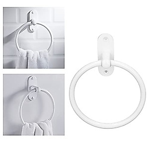 Bathroom Towel Holder, Aluminium Alloy Space Saving White Elegant Style Washroom Hand Towel Rings, Hangers Wall Mount Heavy Duty Storage for Hotel Bathroom Kitchen