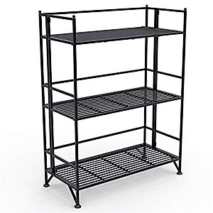Pemberly Row 3 Tier Wide Folding Shelf in Black