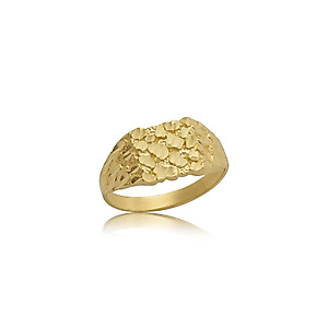 LoveBling 10K Yellow Gold Square Nugget Ring, Small (0.37" x 0.37") (12)