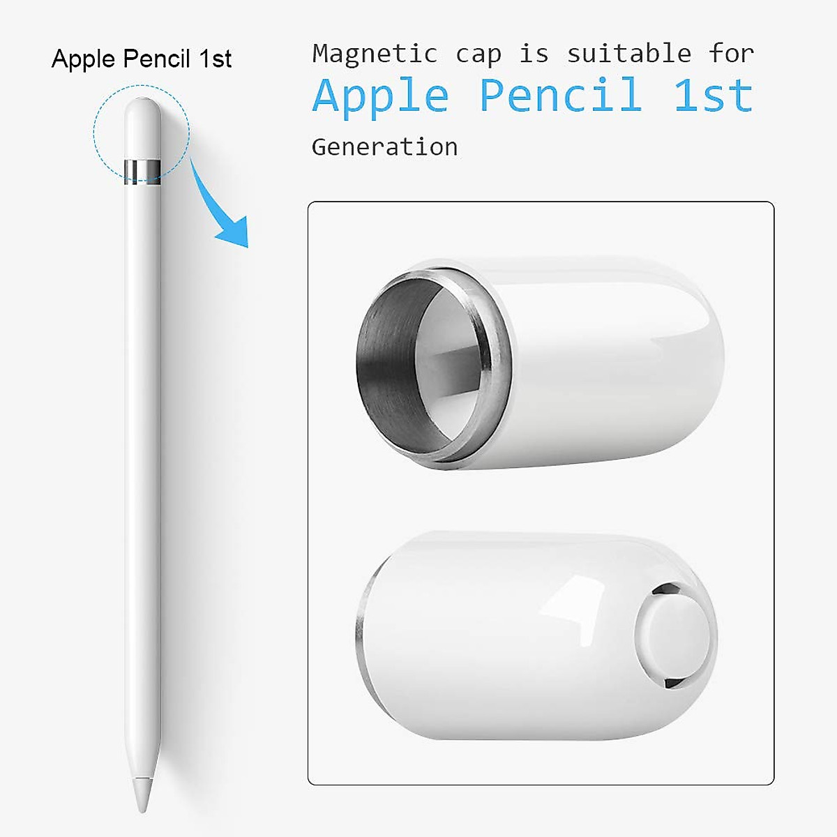 MJKOR Magnetic Replacement Cap and Charging Adapter Compatible with Apple Pencil 1st