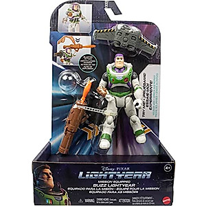 Mattel Lightyear Toys Action Figure & Accessories, Mission Equipped Buzz Lightyear Figure & Projectiles, Blasting Action