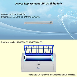 Awoco Replacement LED Tube PL-36L 13 W LED UV Light Bulb for Wall Mount Sticky Fly Trap Lamp FT-1E36-LED (PL-36L)