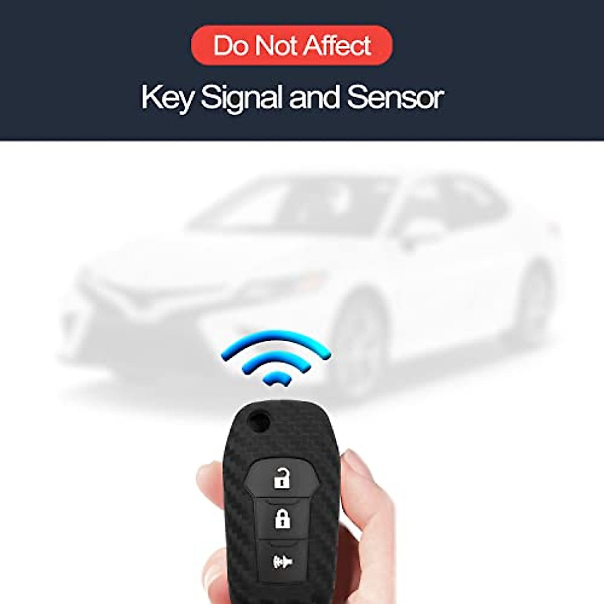 INFIPAR 2pcs Compatible with Flip 3 Buttons 2022 2021 2020 Ford Explorer Ranger F-150 F-250 F-350 F-450 F-550 Super Duty EcoSport Carbon Fiber Looks Silicone Case Cover Protector Keyless Remote