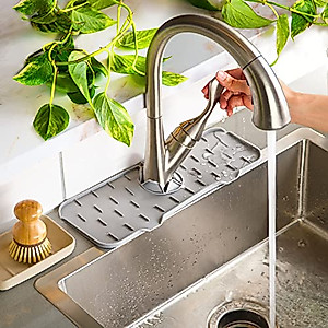 Ternal Sinkmat for Kitchen Faucet, Silicone, Grey, Splash Guard & Drip Catcher For Around Faucet Handle