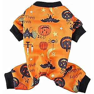 XIAOYU Halloween Dog Clothes for Small Pet Halloween Costume, Holiday Festival Dog Coat Jumpsuit, Dog Cat Apparel for Halloween Parties Cosplay, Candlelight/Pumpkin/Bat Pattern, S