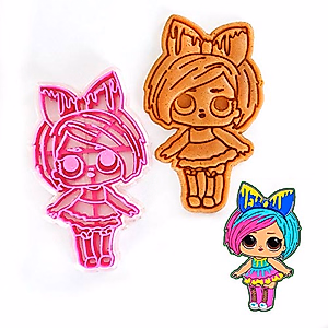 Cookie Cutter by 3DForme, LOL DOLL Serias Baking Cake Fondant Frame Mold for Buscuit, Set 2 Piece (Doll 2)