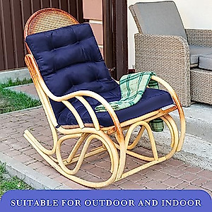 Hoteam 2 Pcs Outdoor High Back Chair Cushion Waterproof Patio Seat Back Cushion Set of 2 Rocking Chair Cushion Covers Thickened Patio Chair Pad for Indoor Outdoor Patio Garden (Navy)