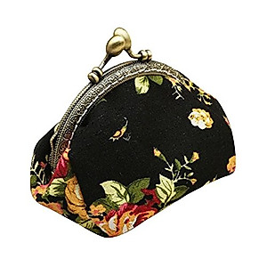 MOLayys Dinosaur Wallet Flower Wallet Women Purse Lady Bag Vintage Clutch Hasp Custom Wallets for Men with (Black, One Size)