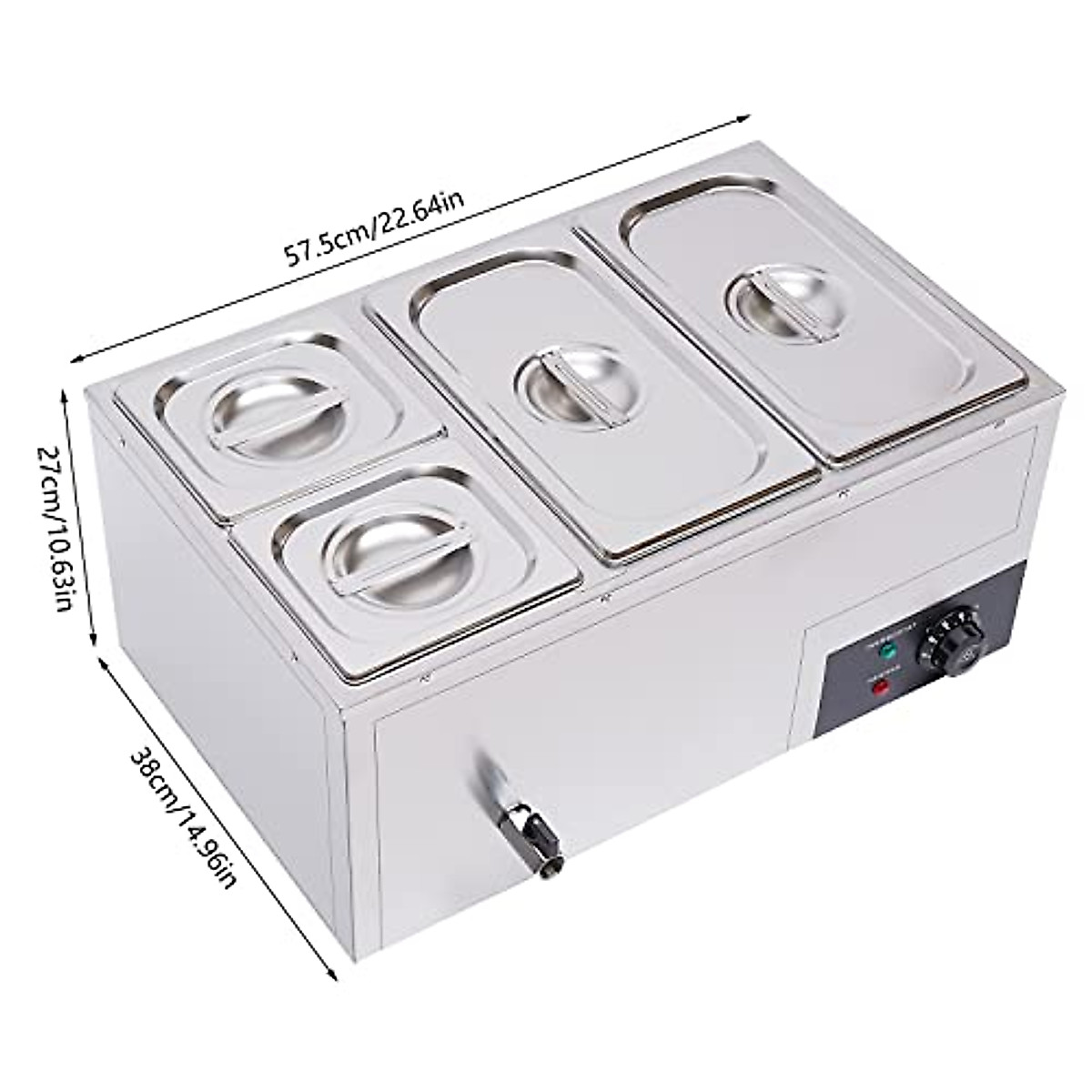 PIAOCAIYIN Food Warmer, 4-Pan Commercial Buffet Food Warmer, Stainless Steel Container Temperature Control Commercial Food Warmer, Silver Electric Food Soup Warmer, Food Warmers for Home, Catering