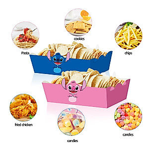 40 Pack Stitch Theme Birthday Party Supplies,Stitch Food Tray Stitch Party Favors Paper Food Serving Tray for Stitch Theme Birthday Party Decorations