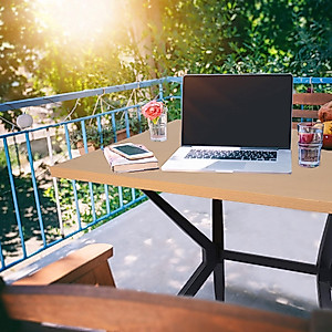 LUCKYERMORE 48 X 30 Inch Dining Table for 4-6 Persons, Wood Kitchen Table with 1.5" Thickness Tabletop and Solid Metal Legs, Rectangular Modern Coffee Table for Dining Room, Living Room, Cafe, Bar