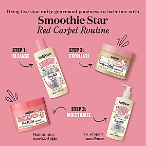 Soap & Glory Smoothie Star Exfoliating Breakfast Body Scrub - Buff & Smooth - Almond & Caramel Scented Body Polish - Brightening Scrub with Honey Extract + Sweet Almond Oil (300ml)